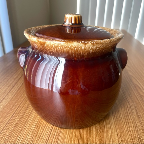 Kitchen | Vintage Pottery Bean Pot With Lid Usa Brown Drip Pot | Poshmark